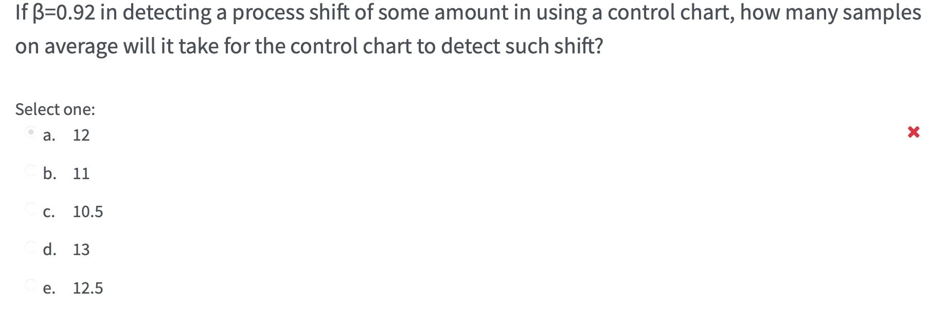 Solved If B=0.92 in detecting a process shift of some amount | Chegg.com