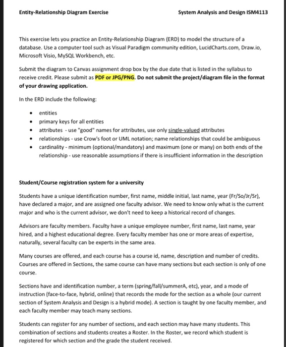 Solved Entity Relationship Diagram Exercise System Analysis