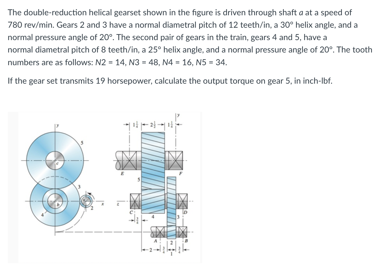 Solved The double-reduction helical gearset shown in the | Chegg.com