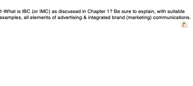 1-What is IBC (or IMC) as discussed in Chapter 12 Be | Chegg.com