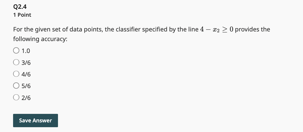 Solved Q2 4 Points Assume the following 6 labeled data | Chegg.com