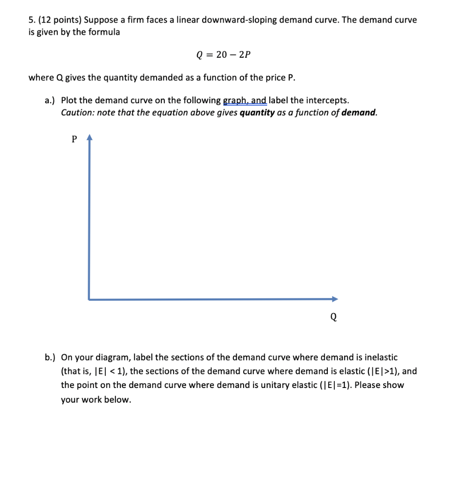 Solved 5. (12 points) Suppose a firm faces a linear | Chegg.com