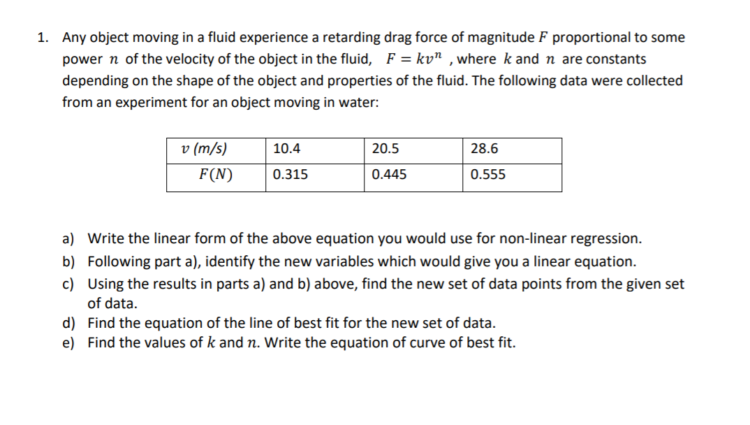 Solved 1. Any object moving in a fluid experience a | Chegg.com
