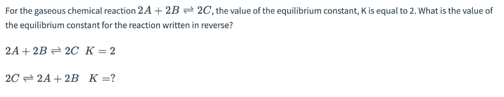 Solved For the gaseous chemical reaction 2A + 2B = 2C, the | Chegg.com