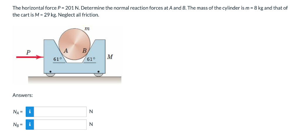 Solved 201 N. Determine the normal reaction forces at A and | Chegg.com