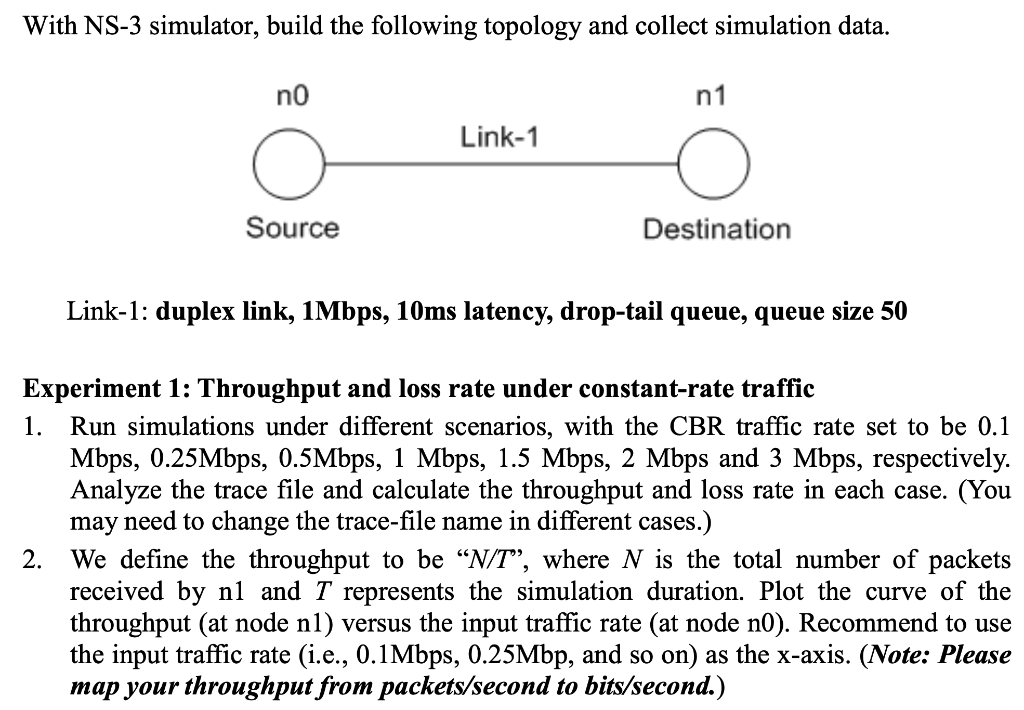 With NS-3 simulator, build the following topology and | Chegg.com