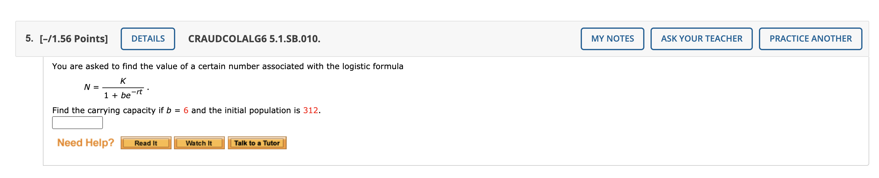 Solved 5. [-71.56 Points] DETAILS CRAUDCOLALG6 5.1.SB.010. | Chegg.com