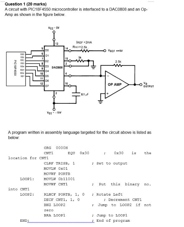 Question 1 (20 marks) A circuit with PIC18F4550 | Chegg.com
