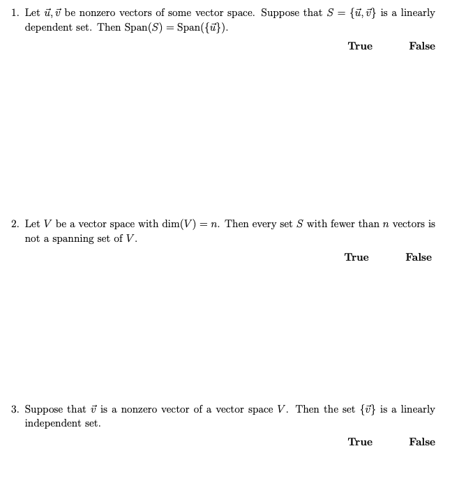 Solved 1. Let u,v be nonzero vectors of some vector space. | Chegg.com