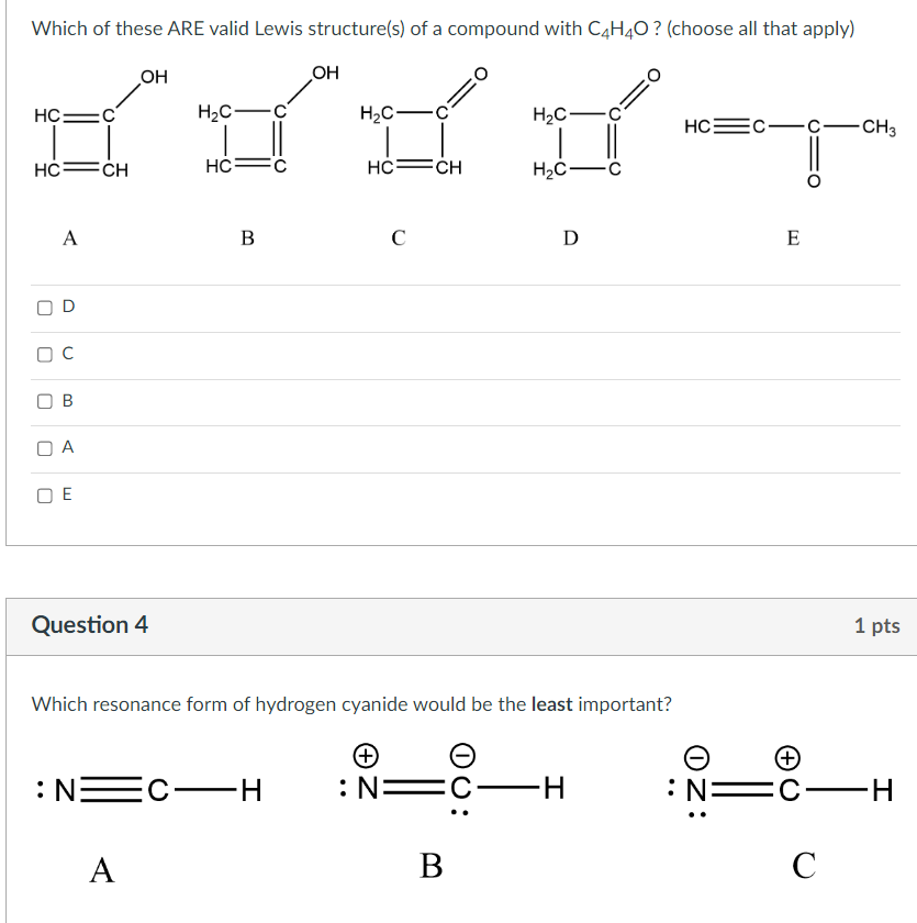 Solved Which of these ARE valid Lewis structure(s) of a | Chegg.com