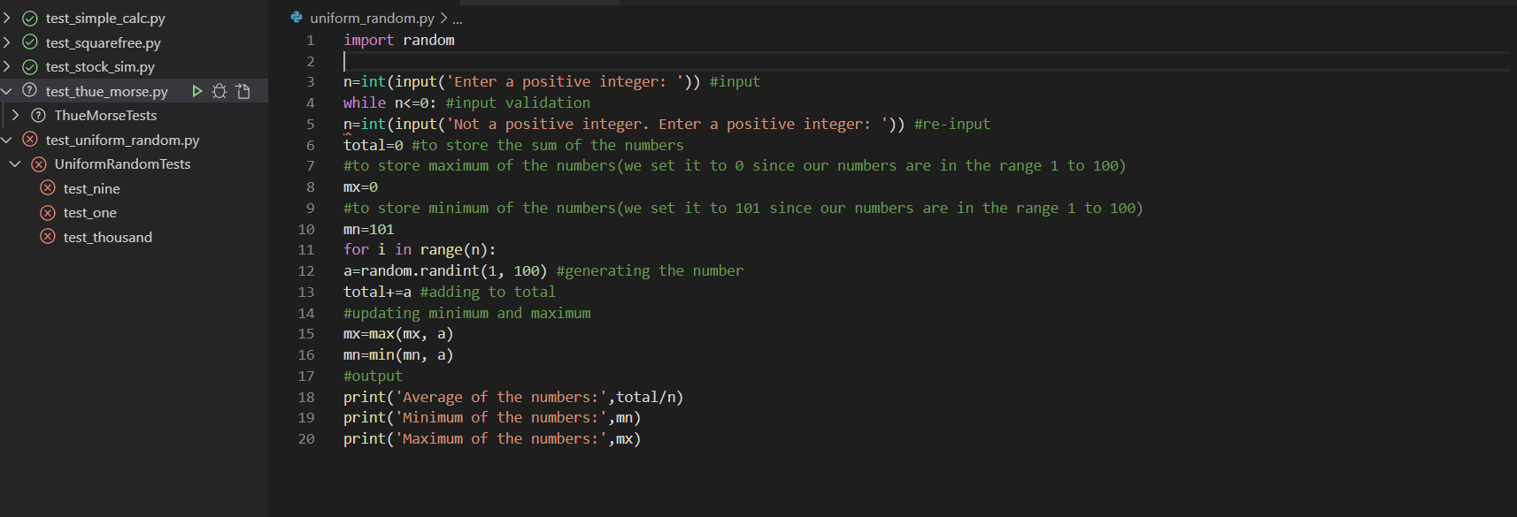 Solved Problem 2 - uniform_random.py: Basic statistics (20 | Chegg.com