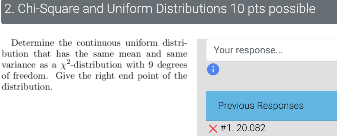 Solved 2. Chi-Square and Uniform Distributions 10 pts | Chegg.com