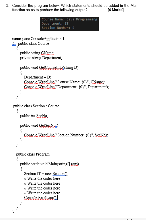Solved Consider the program below. Which statements should | Chegg.com