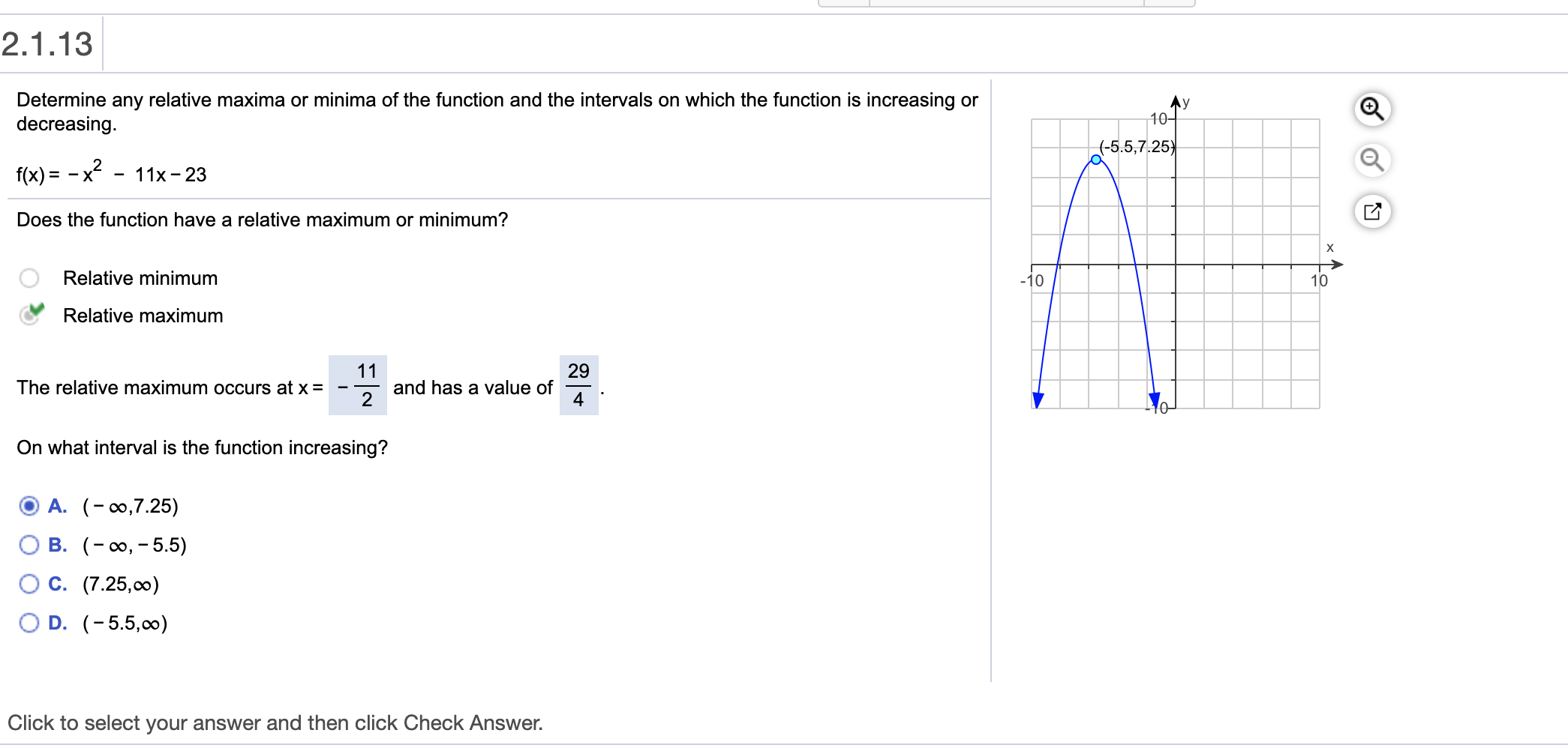 Solved 2.1.13 Determine any relative maxima or minima of the | Chegg.com