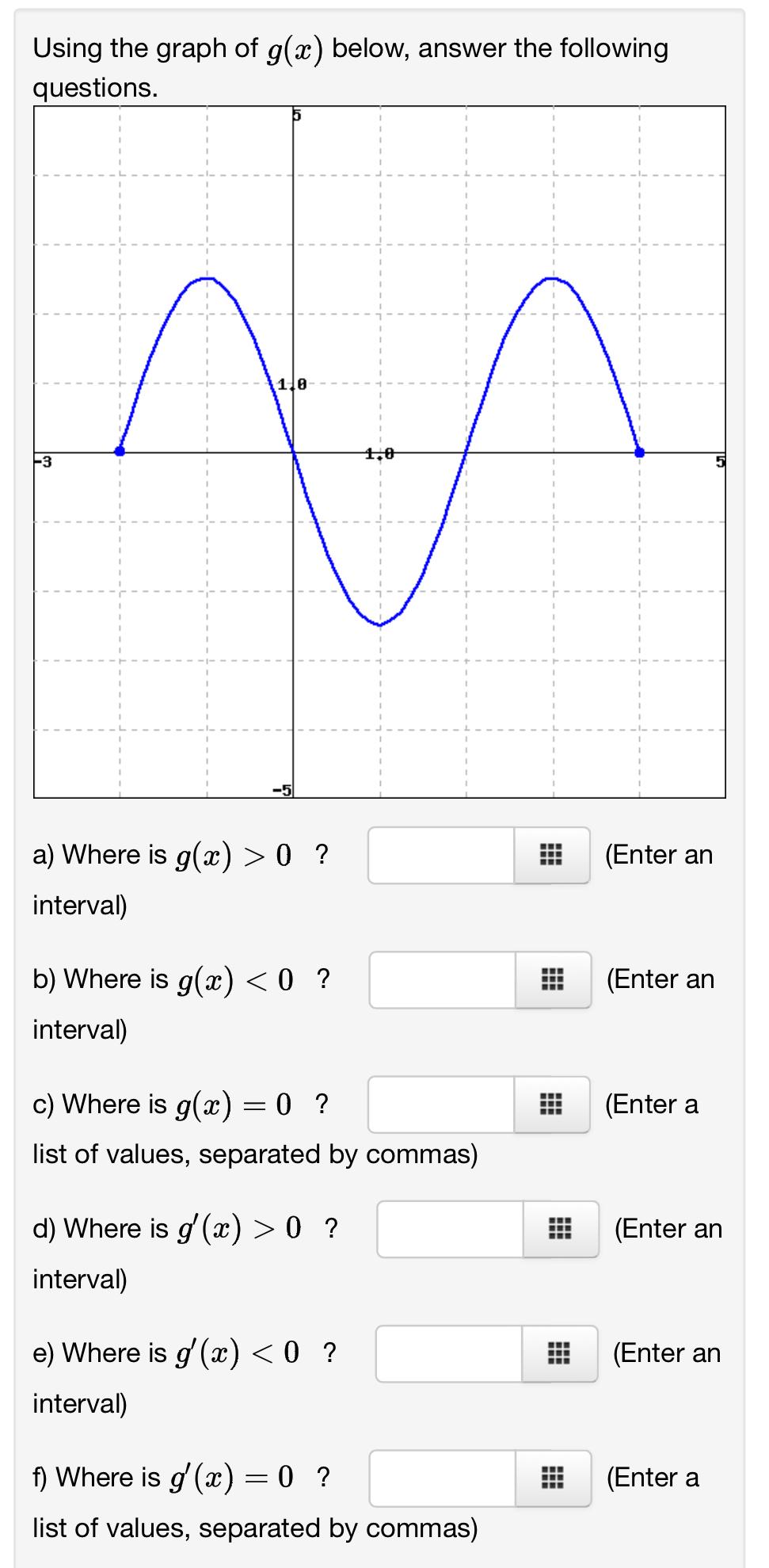 Solved Using the graph of g(x) below, answer the following | Chegg.com