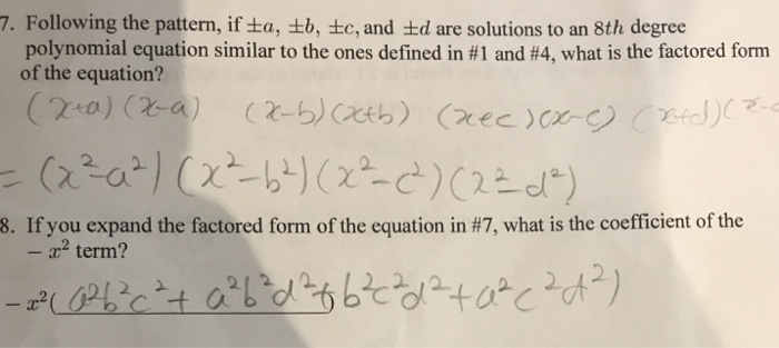 Solved 11. Using the pattern found in #7 and the results of | Chegg.com