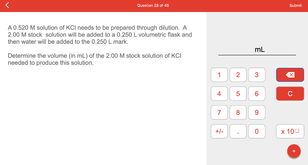 Solved A 0.520M solution of KCl needs to be prepared through | Chegg.com