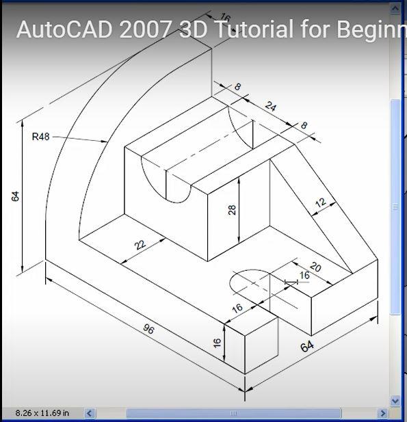 Solved AutoCAD 2007 3D Tutorial for Beginn o 24 8 R48 64 28 | Chegg.com