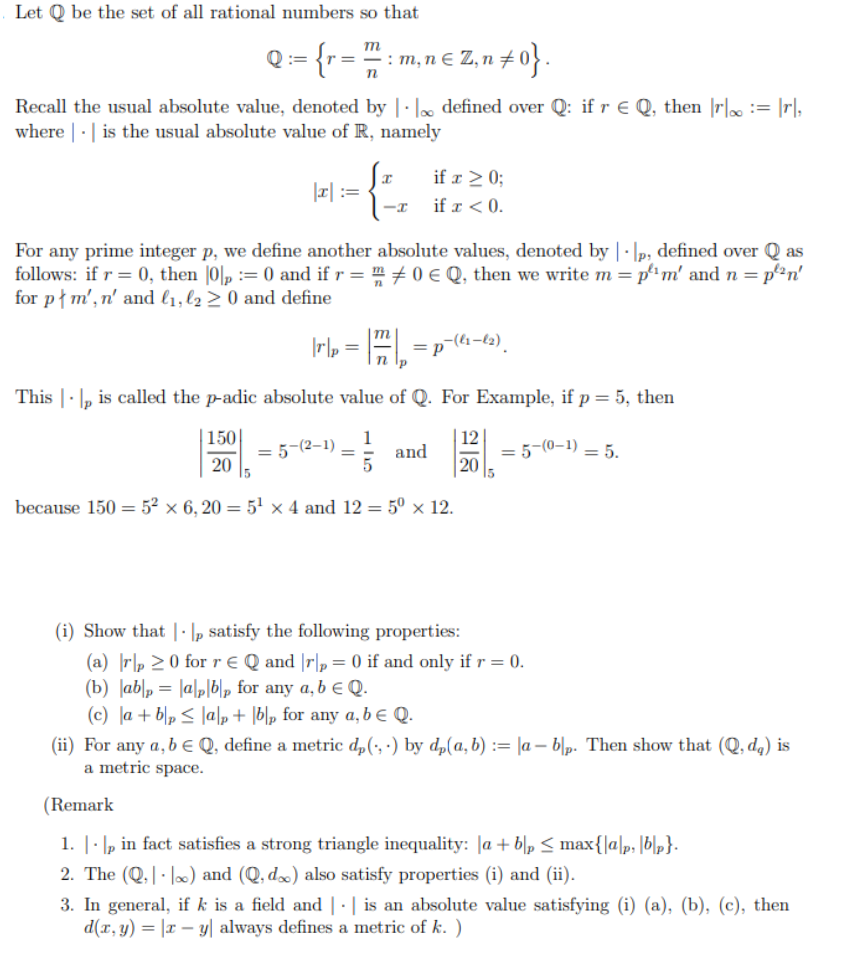 Solved Let Q be the set of all rational numbers so that Q := | Chegg.com