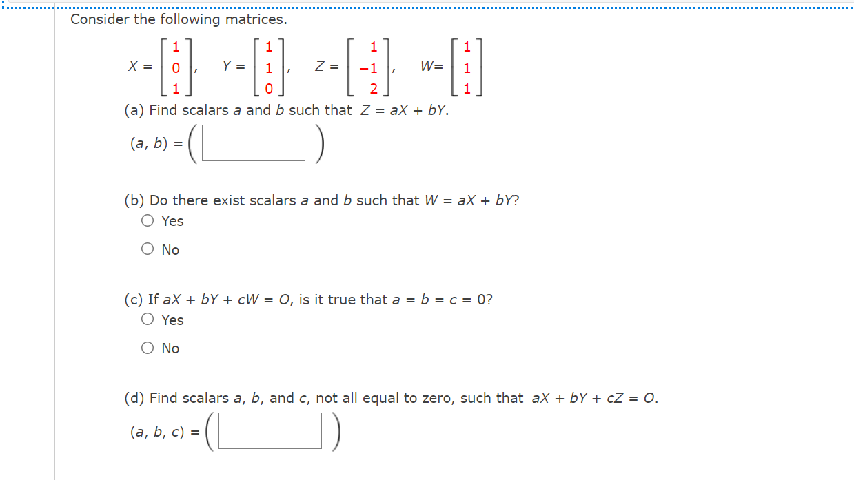 Solved Consider the following matrices. 1 1 X = Y = 1 Z= -1 | Chegg.com