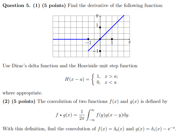 Question 5. (1) (5 points) Find the derivative of the | Chegg.com