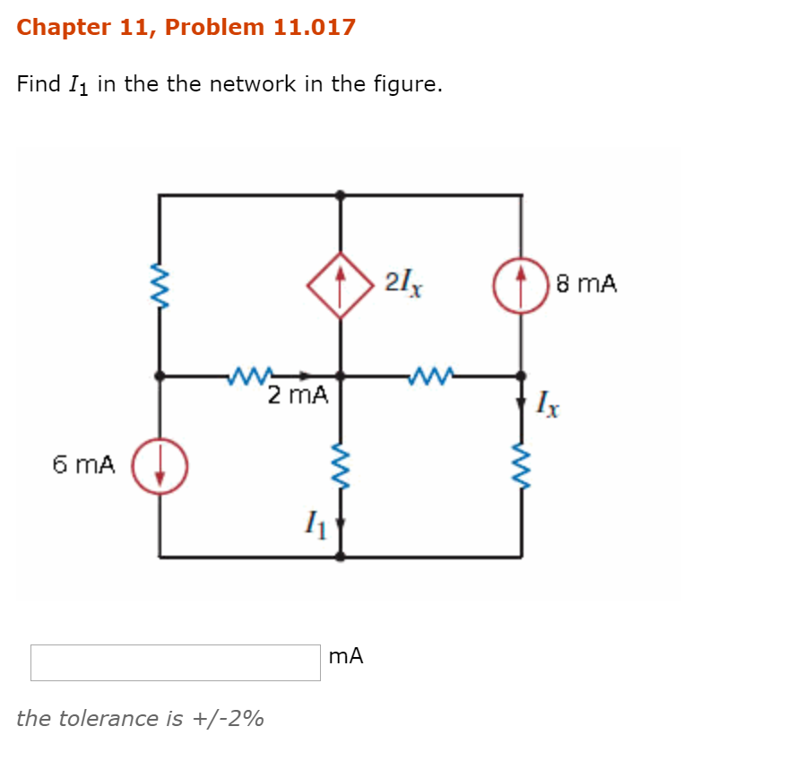 Solved Chapter 11, Problem 11.017 Find I1 in the the network | Chegg.com