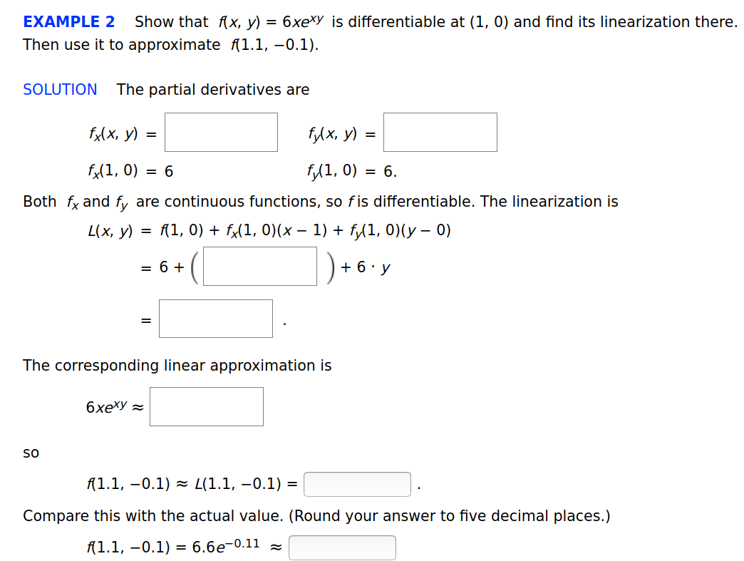 Solved EXAMPLE 2 Show that fx, y) = 6xexy is differentiable | Chegg.com