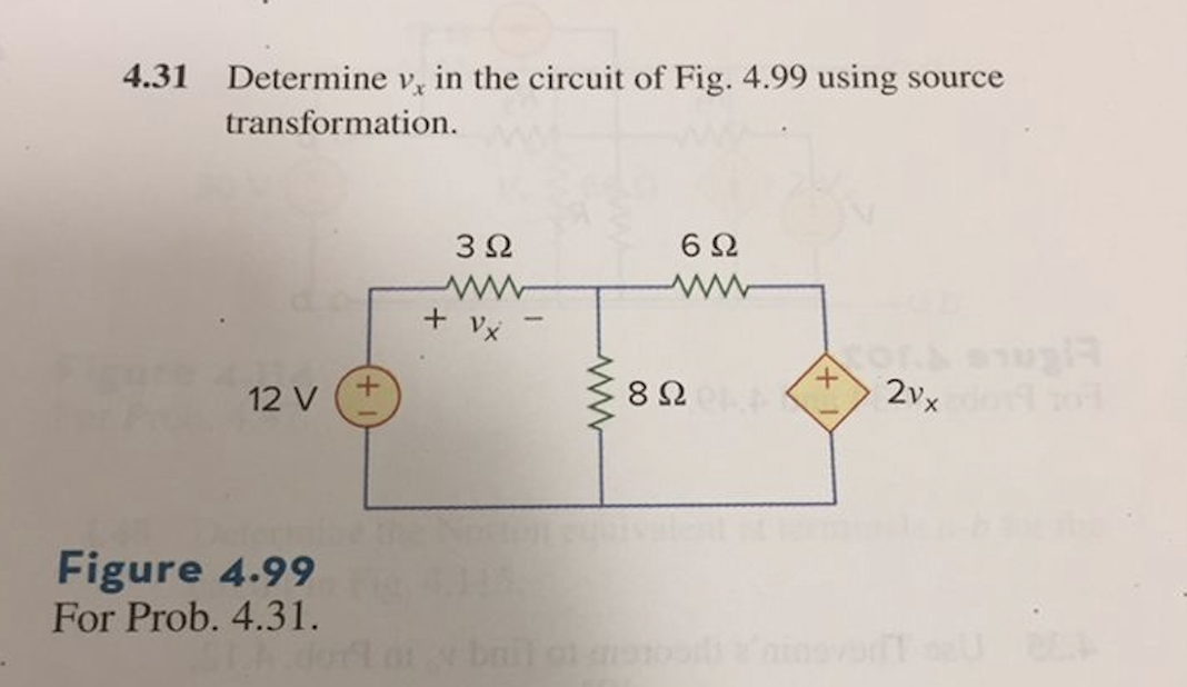 Solved 4.31 Determine v, in the circuit of Fig. 4.99 using | Chegg.com