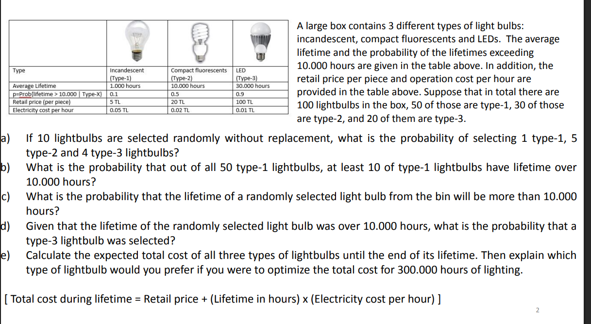 Solved A large box contains 3 ﻿different types of light | Chegg.com