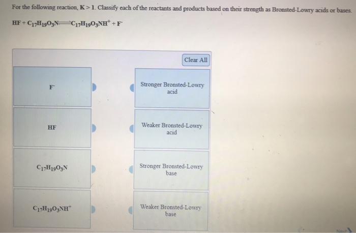 Solved For the following reaction, K > 1. Classify each of | Chegg.com