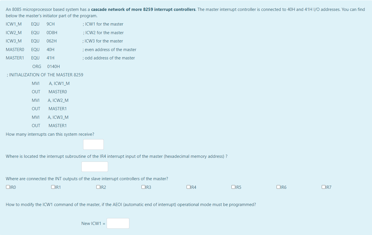 Solved An 8085 microprocessor based system has a cascade | Chegg.com