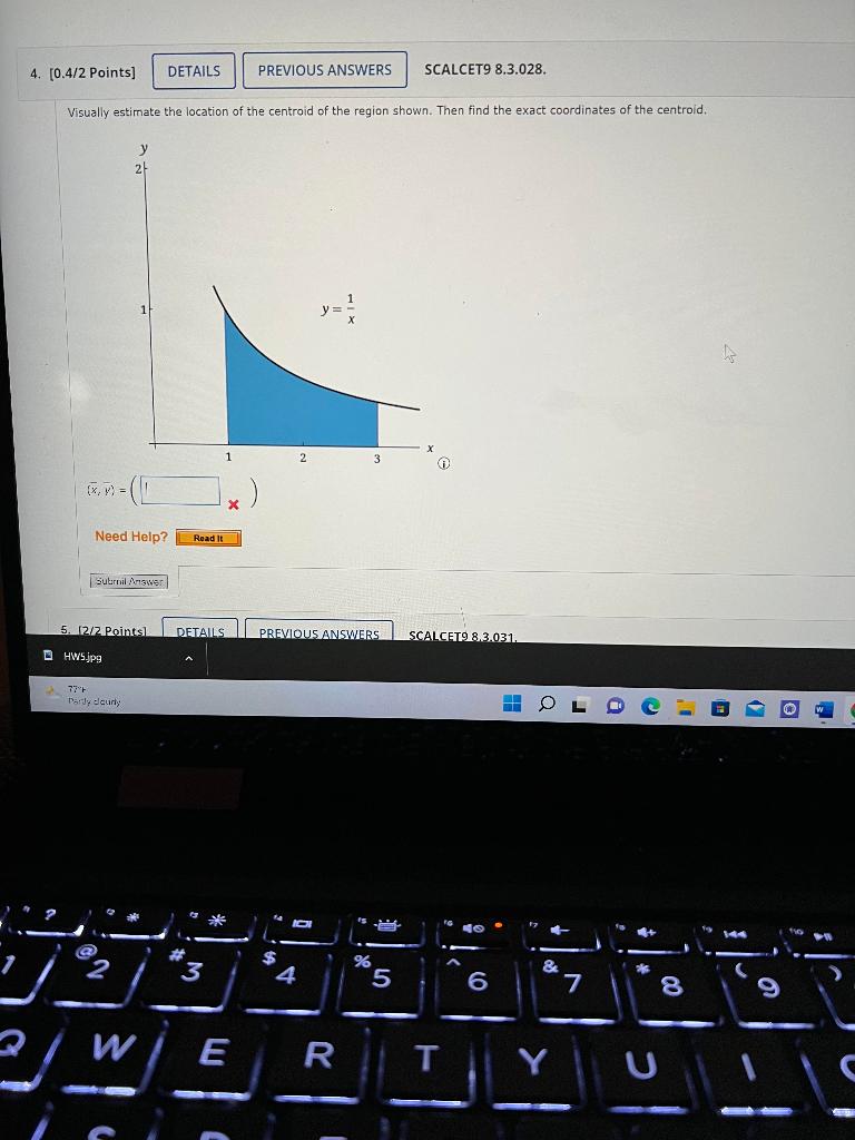 Solved Visually estimate the location of the centroid of the | Chegg.com