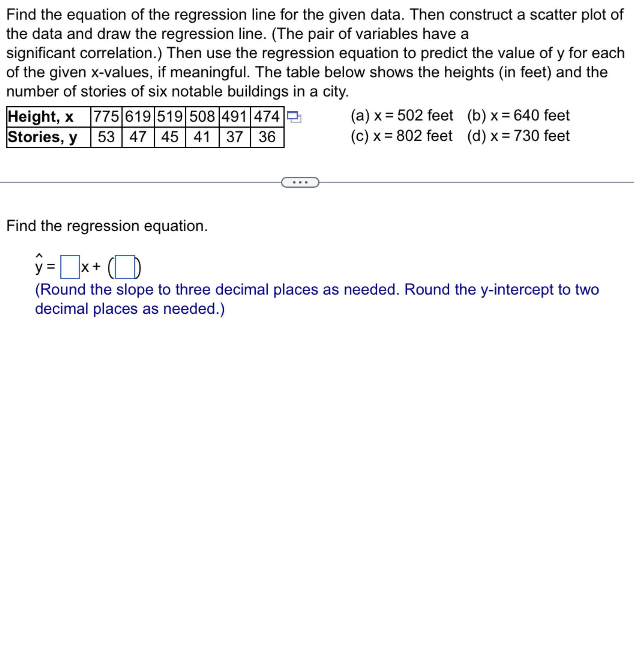 [Solved]: Find the equation of the regression line for the