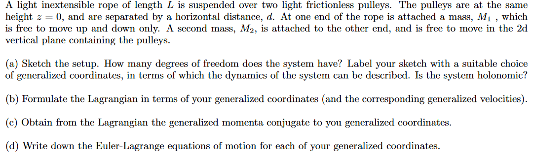 Solved A light inextensible rope of length L is suspended | Chegg.com