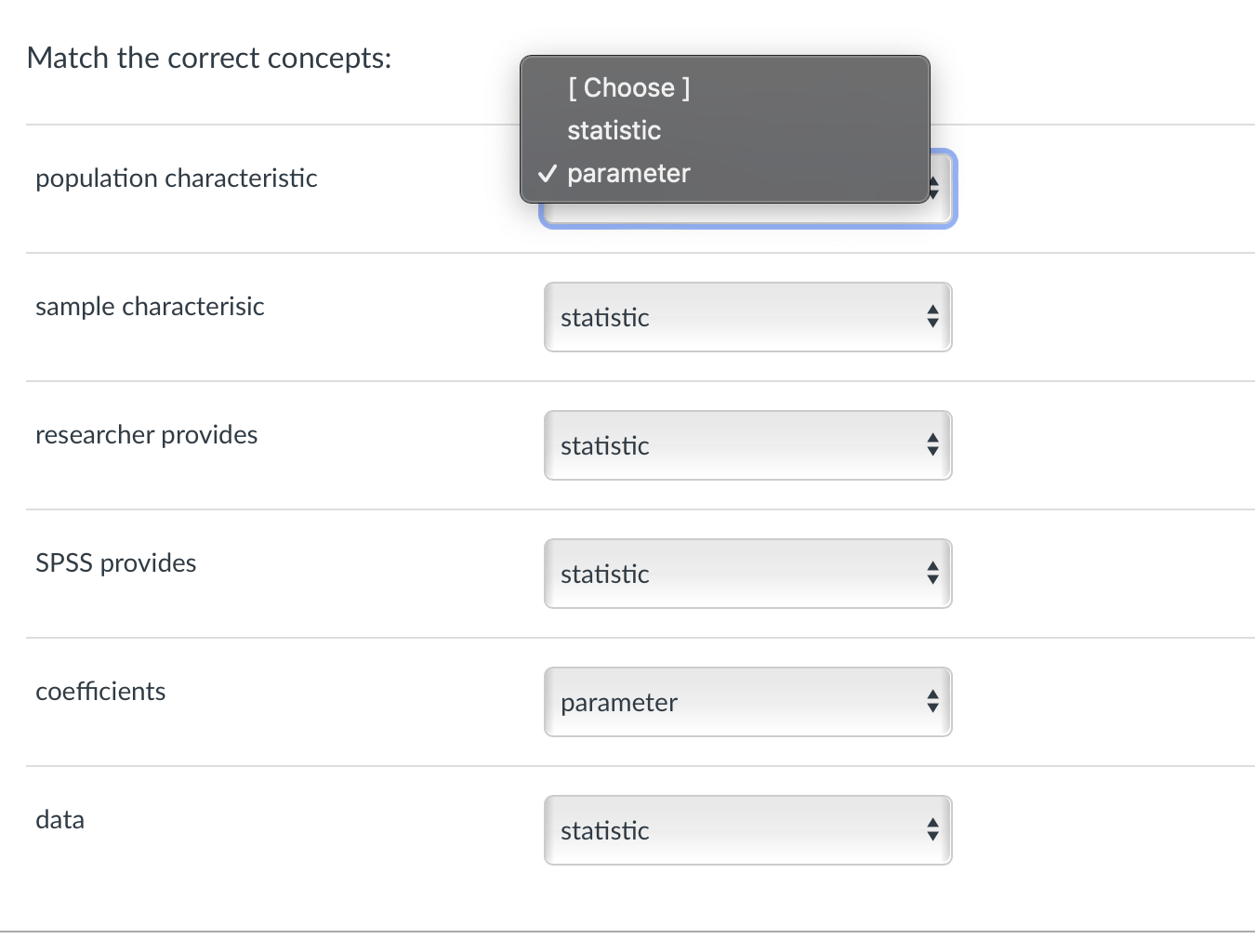 Solved Match the correct concepts:[ ﻿Choose | Chegg.com