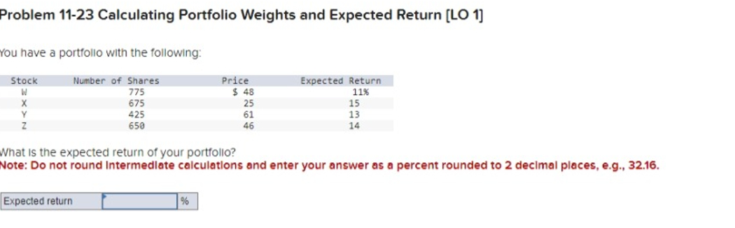 Solved Problem 11-23 ﻿Calculating Portfolio Weights and | Chegg.com