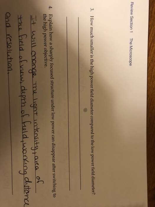 Solved 3. How much smaller is the high power field diameter | Chegg.com