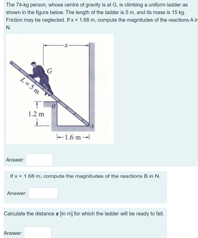 Solved The 74-kg person, whose centre of gravity is at G, is | Chegg.com