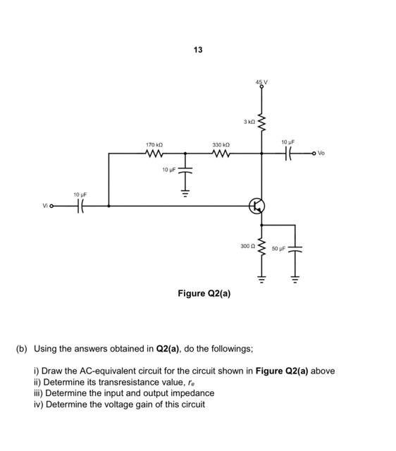 Solved Figure Q2(a) shows the amplifier circuit using a | Chegg.com