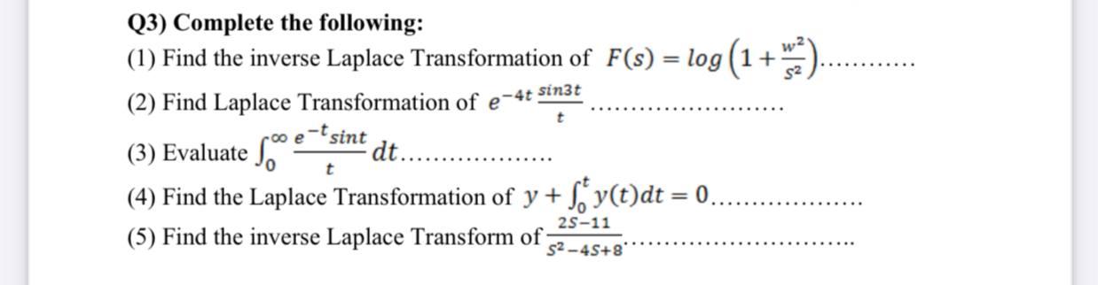 Solved -40 sin3t t (3) Complete the following: (1) Find the | Chegg.com