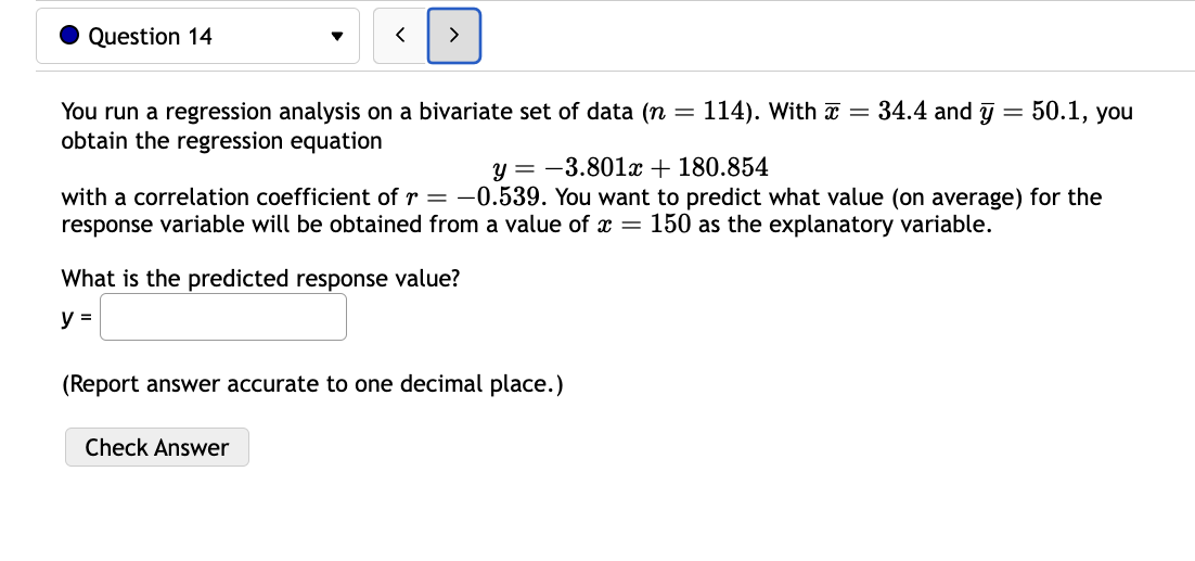 Solved You run a regression analysis on a bivariate set of | Chegg.com