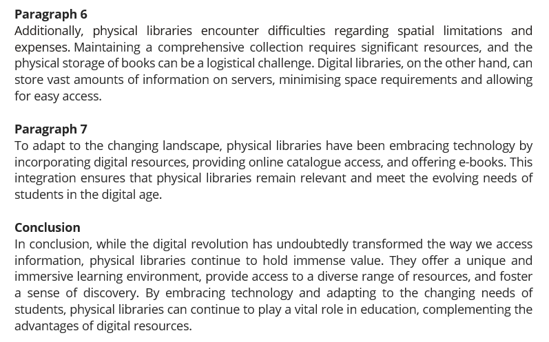 Paragraph 6 Additionally, physical libraries | Chegg.com
