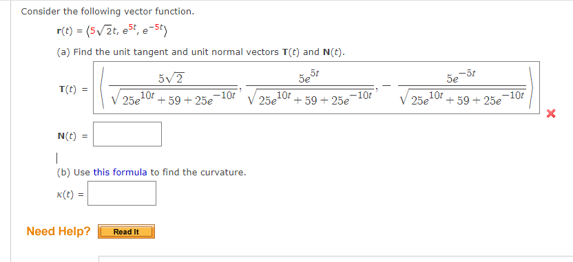 Solved Consider the following vector function. | Chegg.com