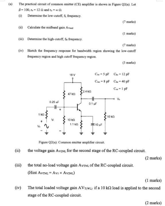 Solved (a) The practical circuit of common emitter (CE) | Chegg.com