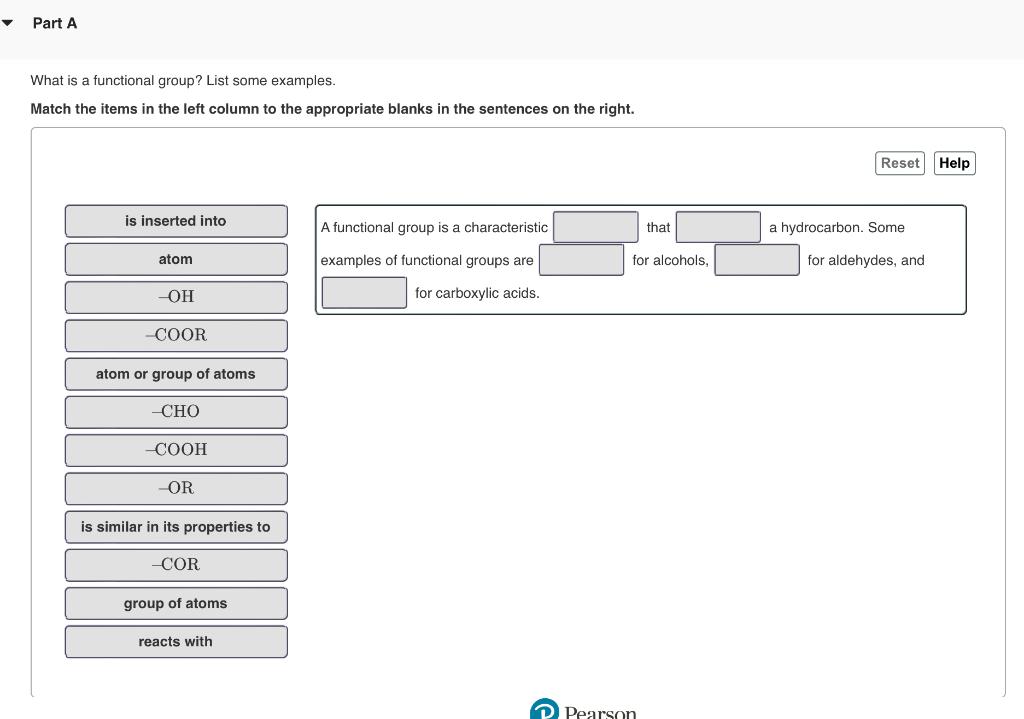 Solved What is a functional group? List some examples. Match | Chegg.com