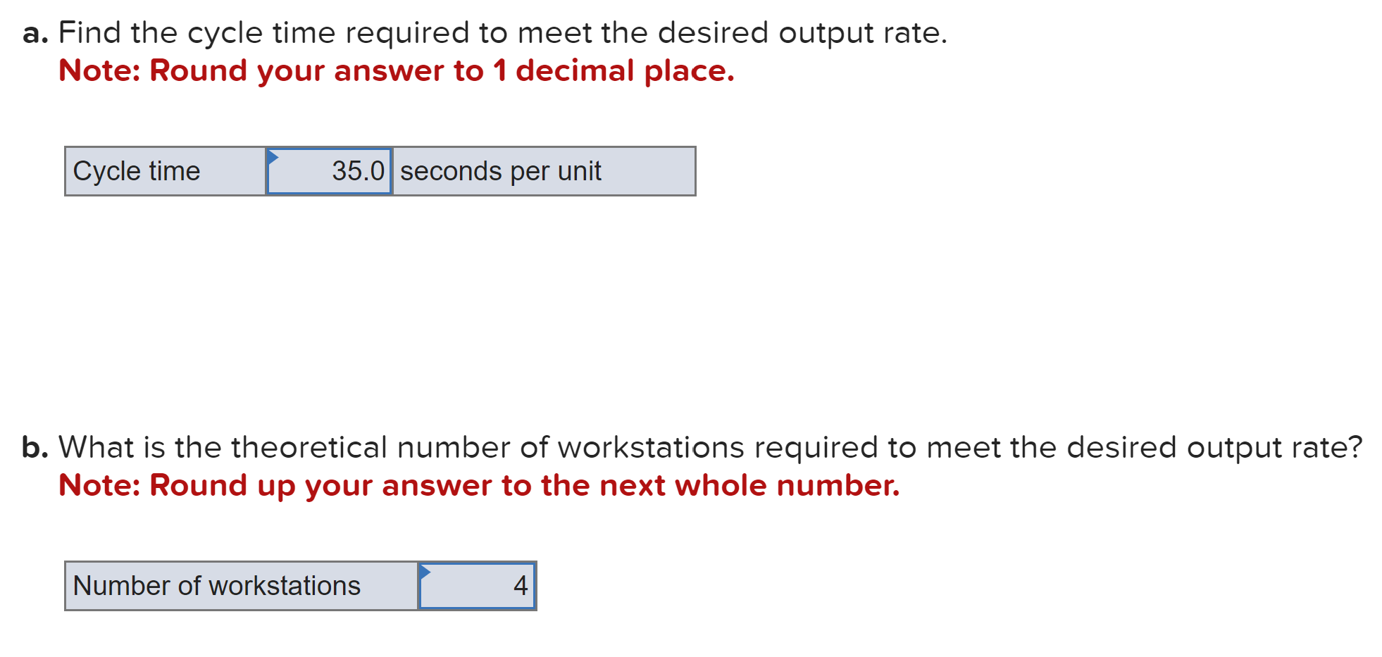 Solved a. Find the cycle time required to meet the desired | Chegg.com