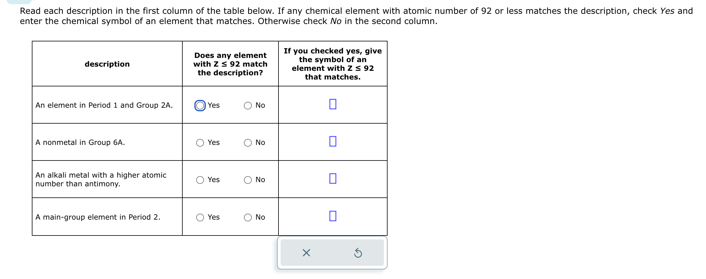 Solved Read each description in the first column of the | Chegg.com