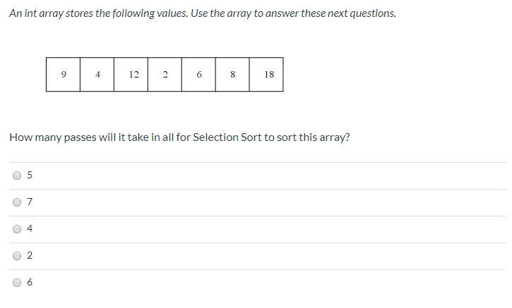 Solved An Int Array Stores The Following Values Use The