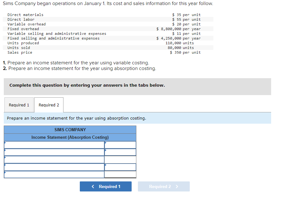1. Prepare an income statement for the year using | Chegg.com