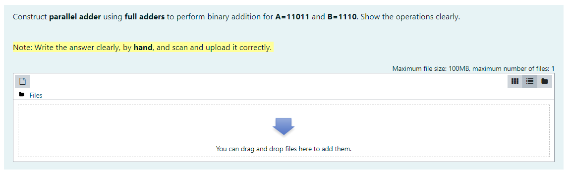Solved Construct parallel adder using full adders to perform | Chegg.com | Chegg.com